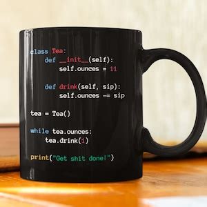 Python Tea Mug Class Coding Black Python Programming Mug Etsy