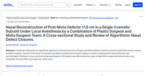 Nasal Reconstruction Of Post Mohs Defects 15 Cm In A Single Cosmetic