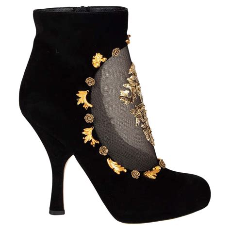 Dolce And Gabbana Black Fine Lace Open Toe Pumps Size 37 5 For Sale