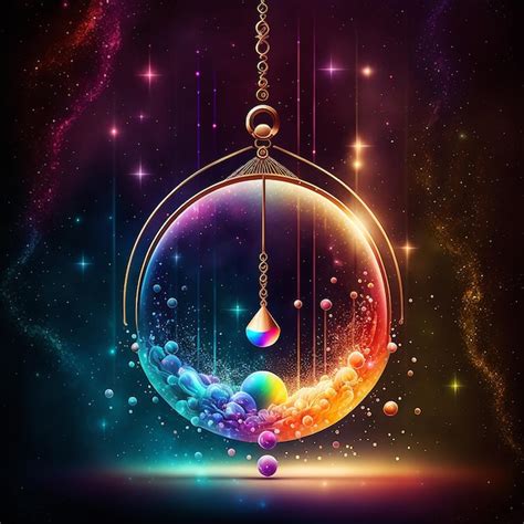 한 방울의 물이 있는 화려한 포스터와 화려한 배경의 유리 지구본 프리미엄 사진