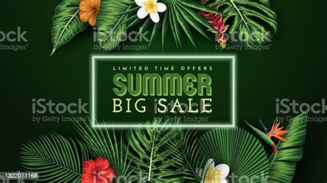 열대 잎 배경 여름 판매 배너 벡터 일러스트레이션 3차원 형태에 대한 스톡 벡터 아트 및 기타 이미지 3차원 형태 개념