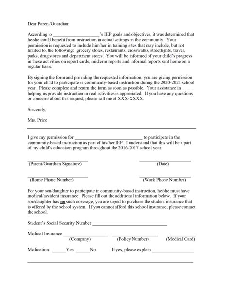 Cbi Forms Sample Permission Form Specialedsimplified