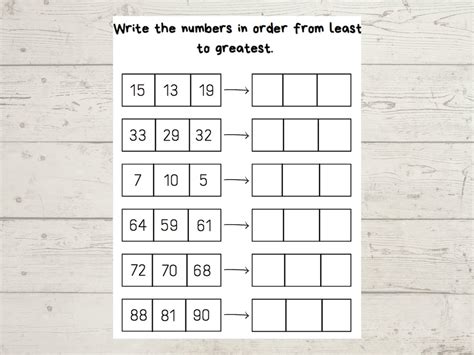 Ordering Numbers Worksheet Etsy