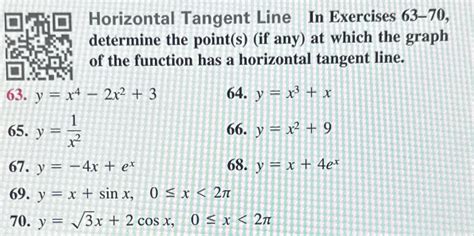 Solved Horizontal Tangent Line In Exercises 63 70
