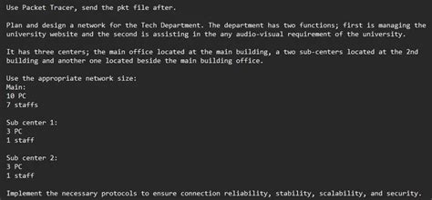 Use Packet Tracer Send The Pkt File Afterplan And