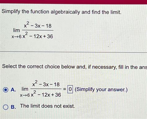 solved simplify the function algebraically and find the