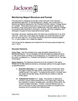 Fillable Online Monitoring Report Structure And Format Fax Email Print PdfFiller