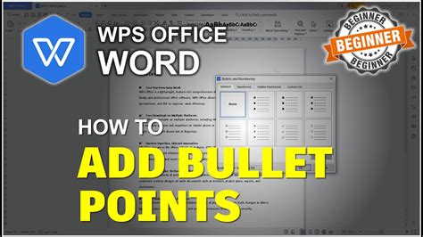 WPS Office How To Add Bullet Points Tutorial YouTube