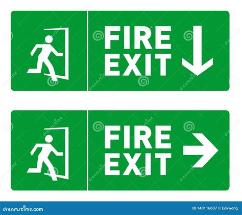 Emergency Fire Exit Sign Designs Safety Signs And Symbols Stock Vector Illustration Of Arrow