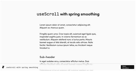 Framer Motion Usescroll With Spring Smoothing Codesandbox