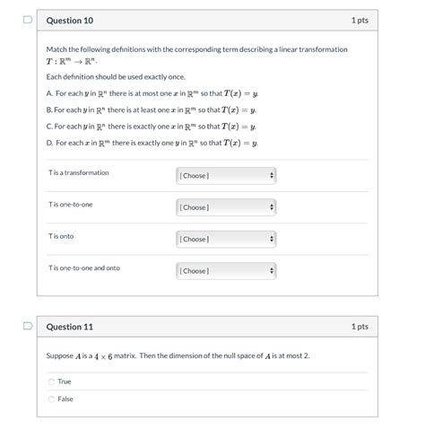 solved question 10 1 pts match the following definitions