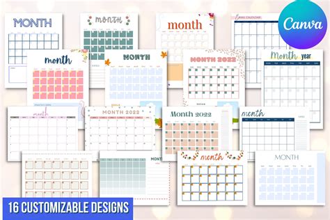 Customizable Canva Calendar Templates 16 Different Customizable