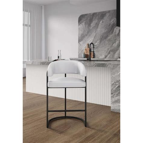 Manhattan Comfort Augusta 268 In Modern White Metal Counter Stool