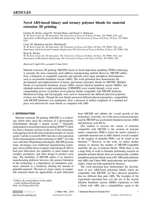 Pdf Novel Abs Based Binary And Ternary Polymer Blends For Material