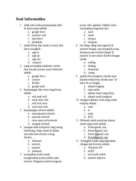 Soal Informatika Kelas 9 Pdf