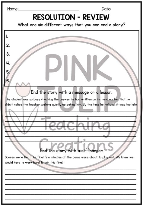 Resolution Narrative Writing Worksheets Etsy