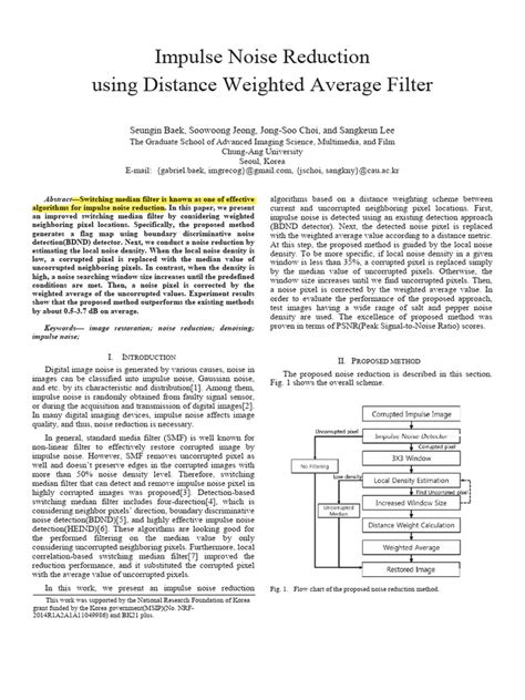 2 impulse noise reduction using distance weighted average filter pdf