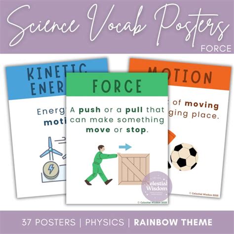 Rainbow Force And Motion Science Posters Elementary Physics