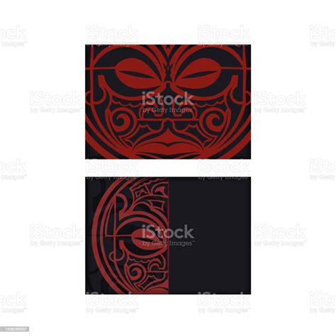 마오리 장식 마스크와 엽서 블랙 색상의 벡터 벡터 디자인 텍스트 및 패턴에 대한 공간이 있는 초대 장 카드 디자인 마야에 대한 스톡 벡터 아트 및 기타 이미지 Istock