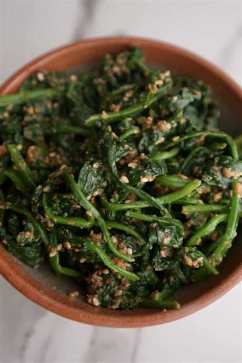 Spinach Goma Ae Sesame Spinach Kyrié The Foodié Real Farmer Jeff