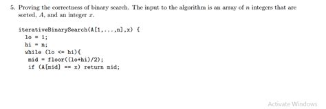 solved 5 proving the correctness of binary search the
