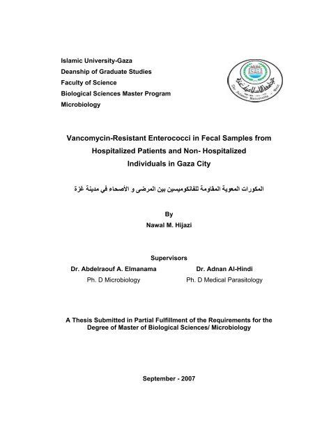 Vancomycin Resistant Enterococci In Fecal Samples From