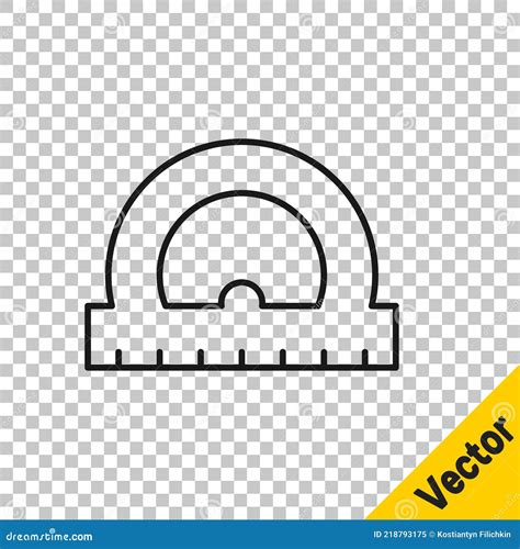 Black Line Protractor Grid For Measuring Degrees Icon Isolated On