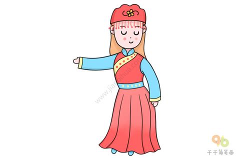 少数民族 锡伯族女孩简笔画 民族人物简笔画