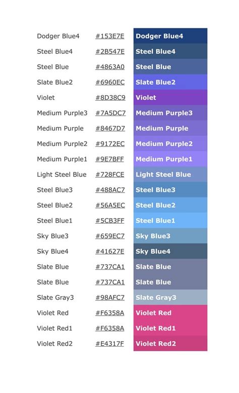 Html Color Codes And Names Doc