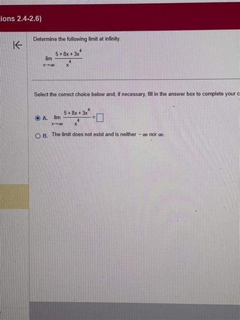 solved determine the following limit at infinity