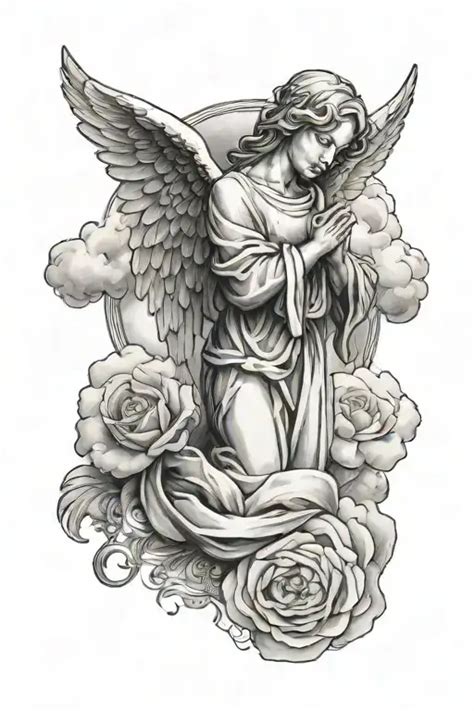 Kneeling Angel Praying Tattoo
