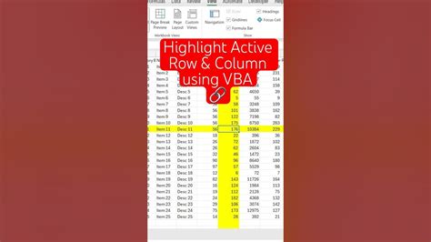Highlight Active Row And Column Using Vba Youtube