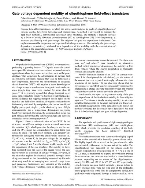 Pdf Gate Voltage Dependent Mobility Of Oligothiophene Field Effect