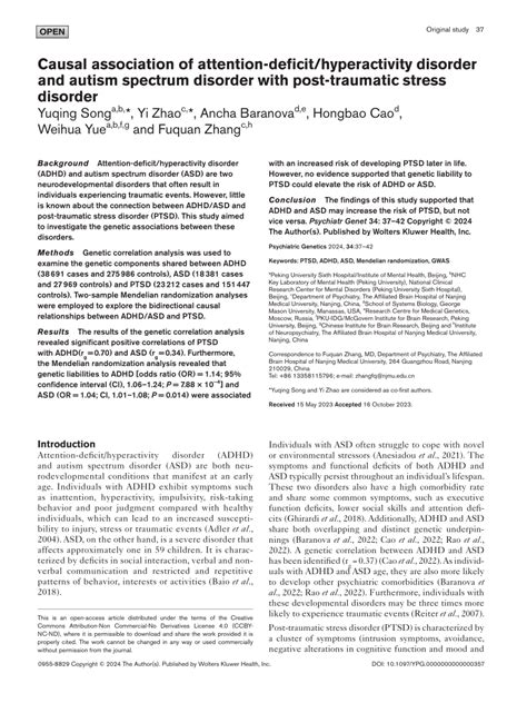 Pdf Causal Association Of Attention Deficithyperactivity Disorder