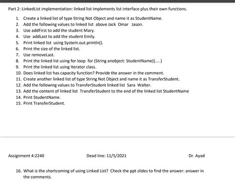 solved part 2 linkedlist implementation linked list