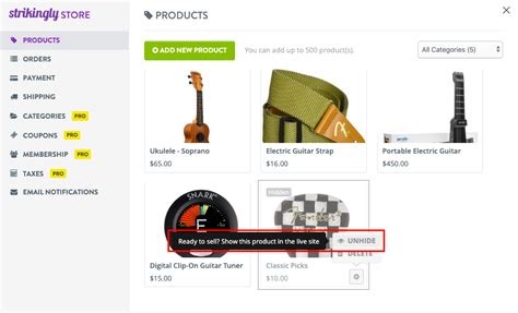 Hide Unhide Products On Simple Store Strikingly Help Center