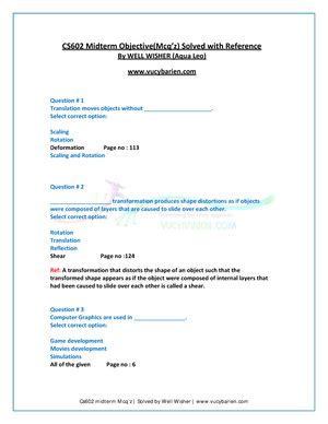 CS Midterm Solved Mcqs With References By Moaaz CS Operating System Solved MCQS From