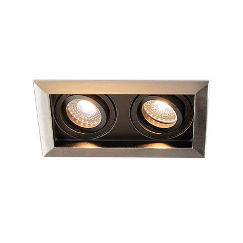 Durham Double Downlight 2700k Tilting Ip20 Stainless Steel