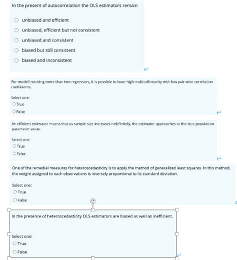 Solved In The Present Of Autocorrelation The Ols Estimators