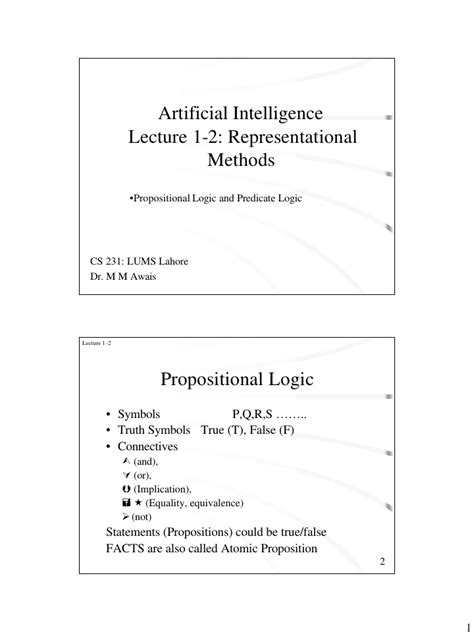 Pdf Artificial Intelligence Lecture 1 2 Representational Methods
