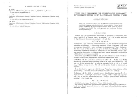 Pdf Fixed Point Theorems For Multi Valued Uniformly Lipschitzian