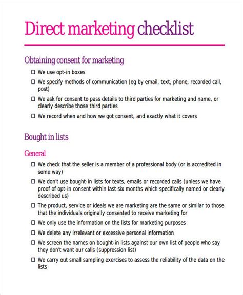 18 Marketing Checklist Examples To Download