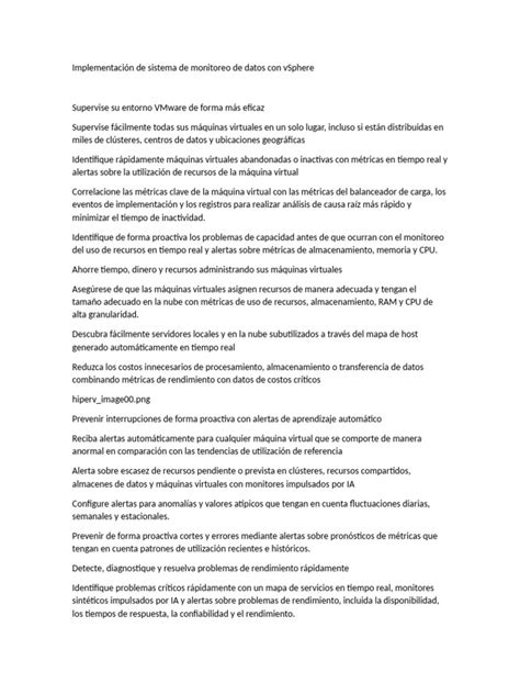 Implementación De Sistema De Monitoreo De Datos Con Vsphere Pdf