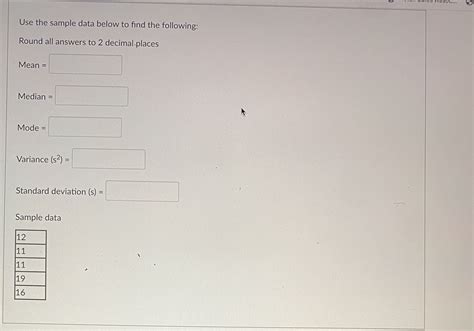 solved use the sample data below to find the following