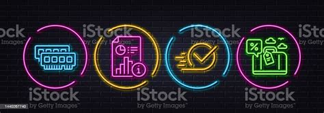 Ram 보고서 및 확인란 최소 줄 아이콘 웹 응용 프로그램 인쇄용 네온 레이저 3d 조명 벡터 0명에 대한 스톡 벡터 아트 및 기타 이미지 Istock