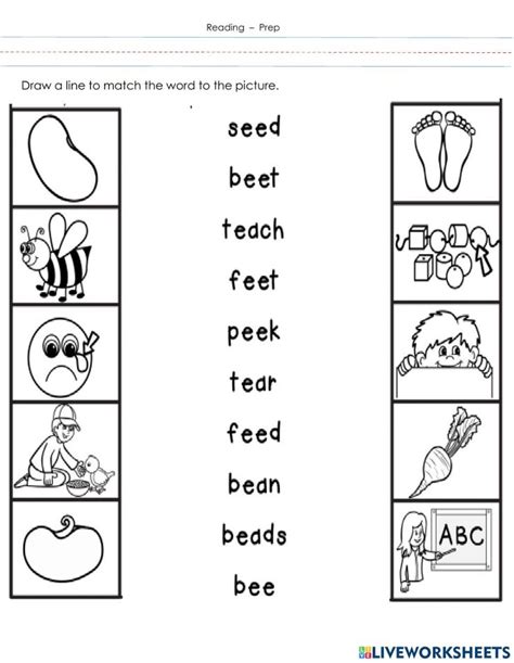 Long Vowel Ee Worksheet Kindergarten Worksheets Phonics Words Word