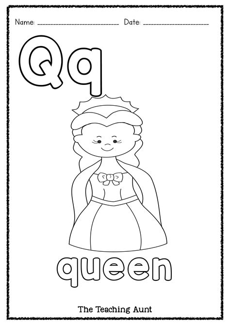 Q Is For Queen Art And Craft The Teaching Aunt Alphabet Coloring