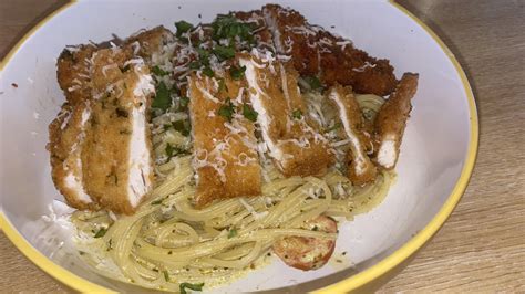 Homemade Breaded Chicken With Creamy Pesto Pasta Rfood