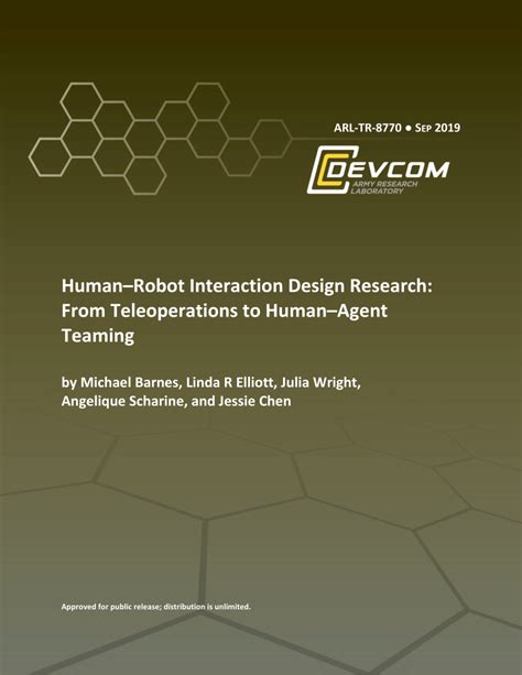 Pdf Human Robot Interaction Design Research From Teleoperations To