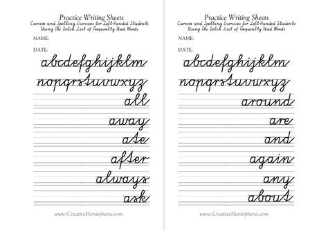Worksheet On Cursive Writing